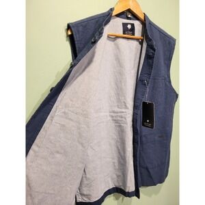 Netplay | Shirts | New Netplay Blue Linen Button Up Vest Pockets Sz ...